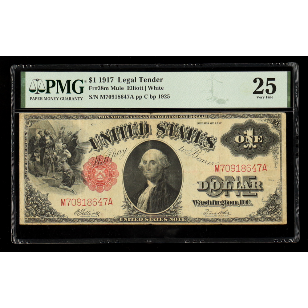 1917 U.S. $1 One Dollar Legal Tender Currency Note (PMG VF25 ...