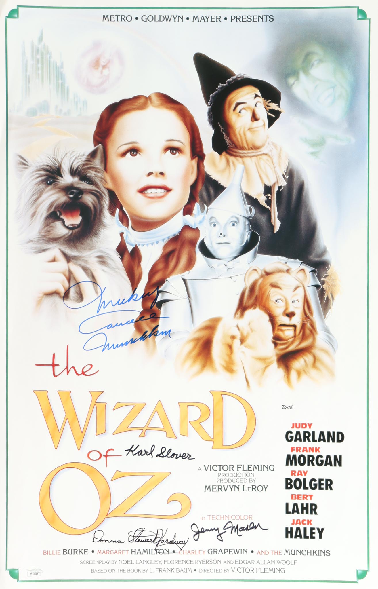 "The Wizard of Oz" 16x24 Poster Cast-Signed by (4) with Mickey Carroll ...