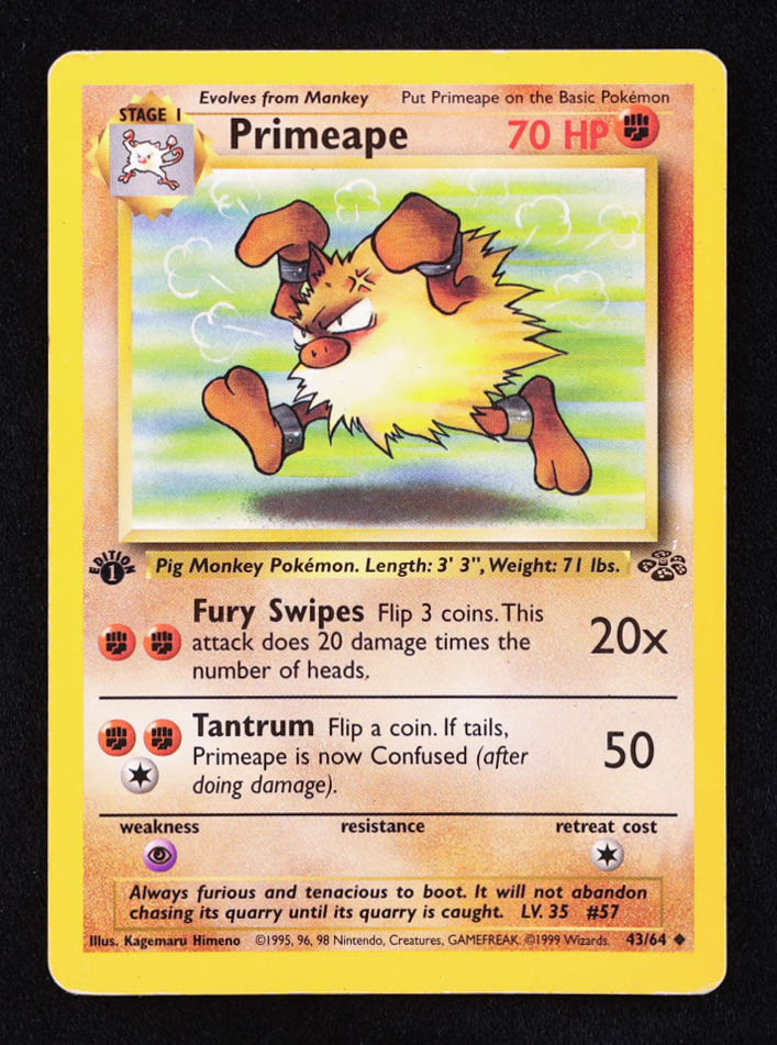 Primeape Pokemon 1999 Jungle #43 | Pristine Auction