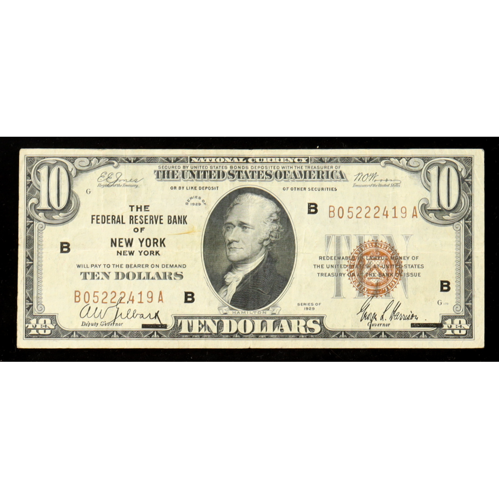 1929 $10 Ten Dollar U.S. National Currency Brown Seal Bank Note ...