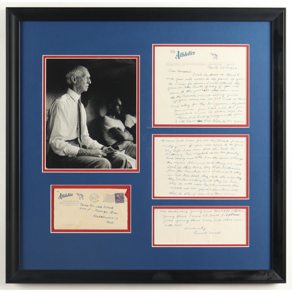 Connie Mack Signed 1954 Custom Framed Authentic Hand-Written Letter ...