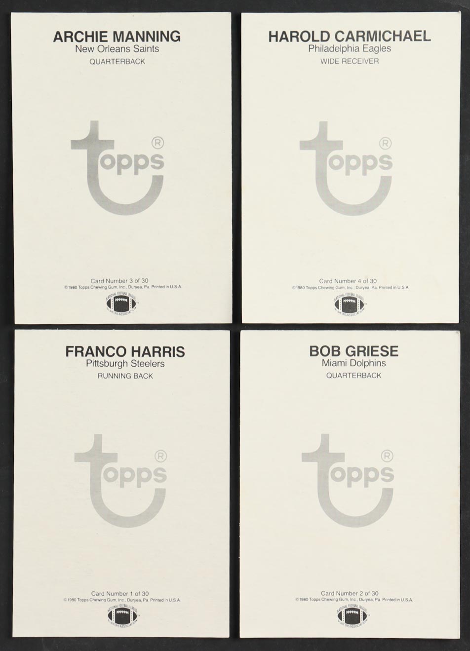 1980 Topps Super Football Complete Set of (30) Cards with Archie ...