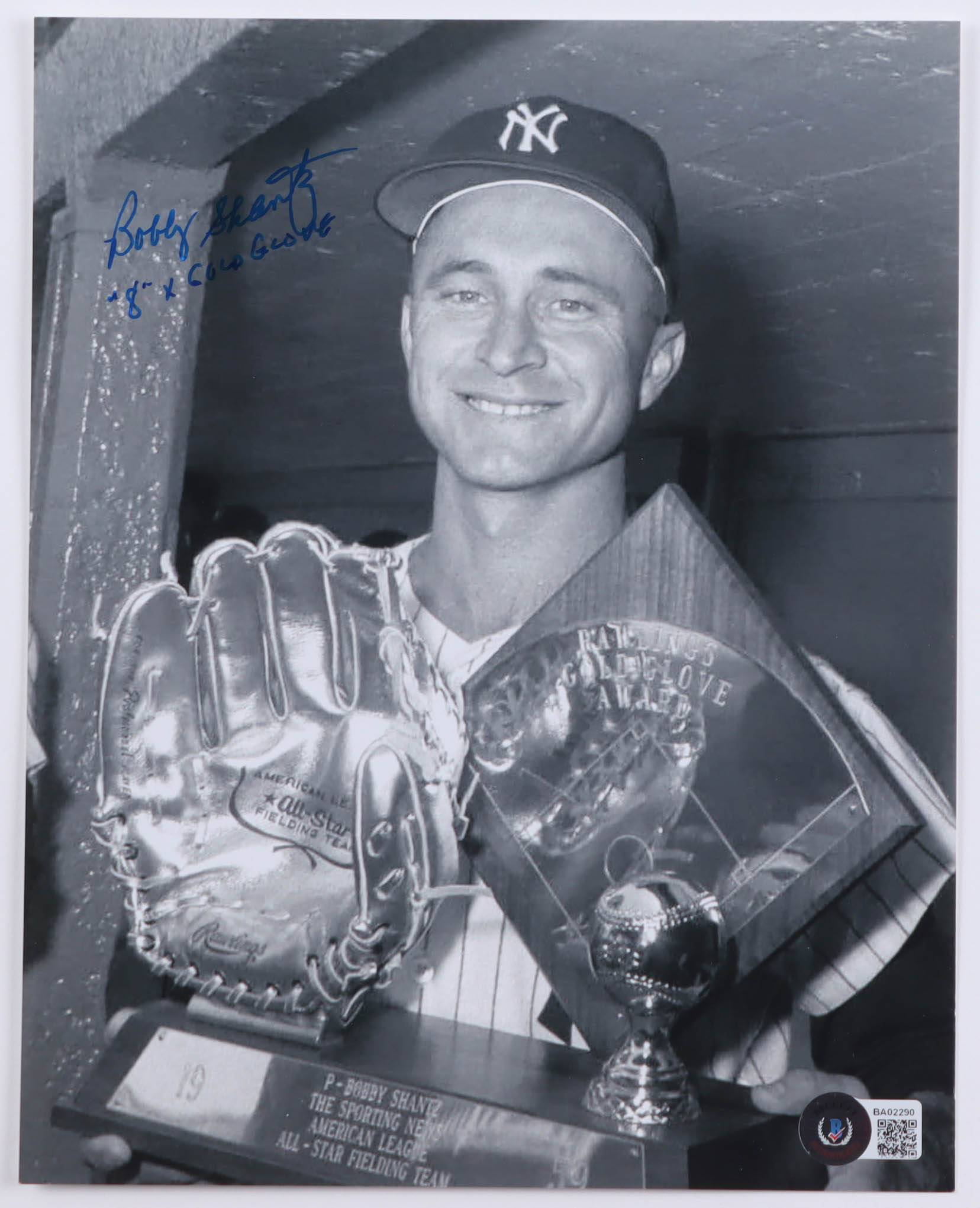 Bobby Shantz Signed Yankees 8x10 Photo Inscribed "8x Gold Glove ...