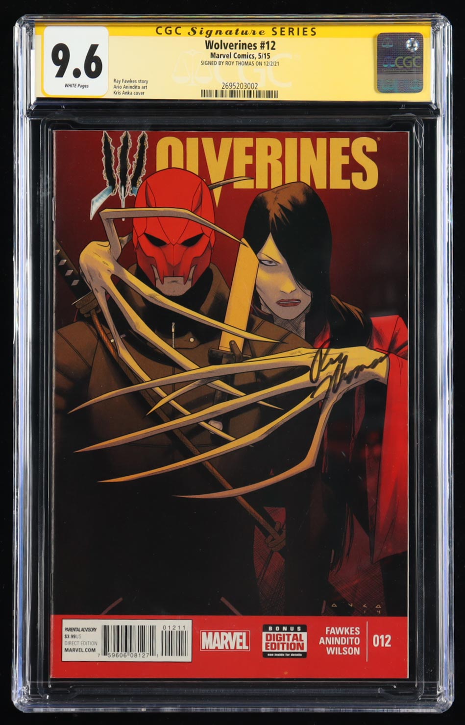 Roy Thomas Signed 2015 "Wolverines" Issue #12 Marvel Comic Book (CGC ...