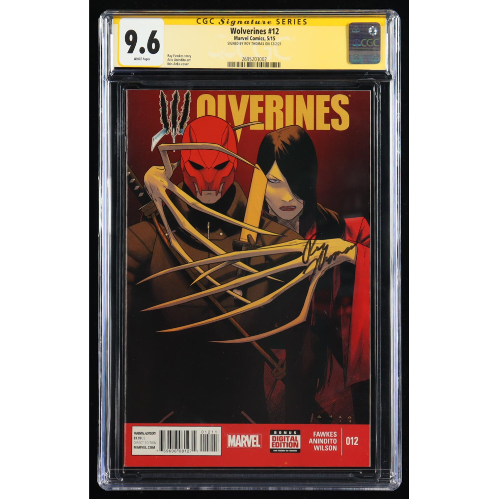 Roy Thomas Signed 2015 "Wolverines" Issue #12 Marvel Comic Book (CGC Signature 9.6) | Pristine ...