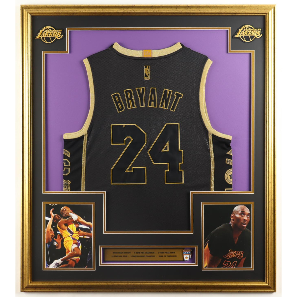 Kobe Bryant Custom Framed Jersey Display With 2000 Lakers NBA Finals ...