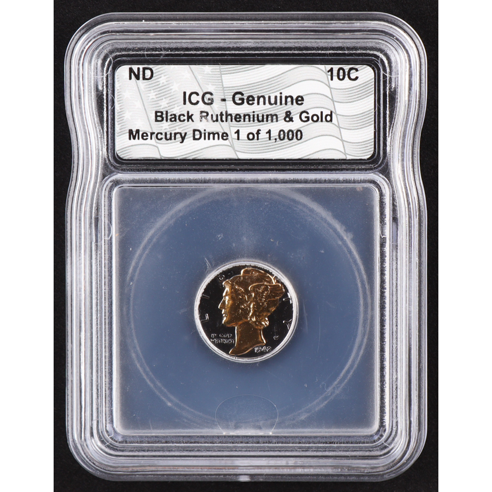 ND (1941-44) Black Ruthenium & Gold Mercury Silver Dime - 1 of 1,000 ...