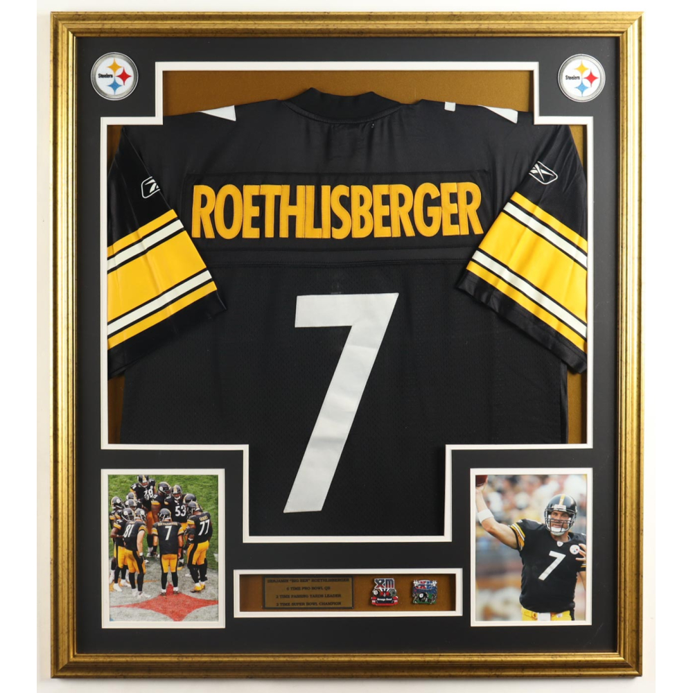 Ben Roethlisberger Custom Framed Jersey Display with (2) Official Super ...