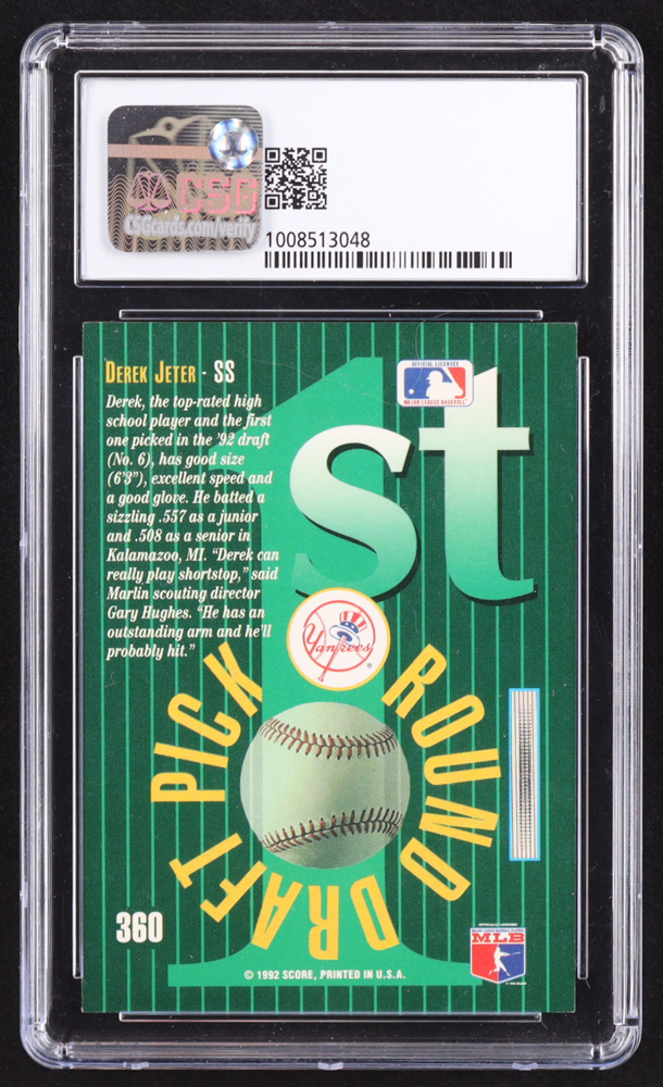 Derek Jeter 1993 Select #360 RC (CSG 8.5) | Pristine Auction