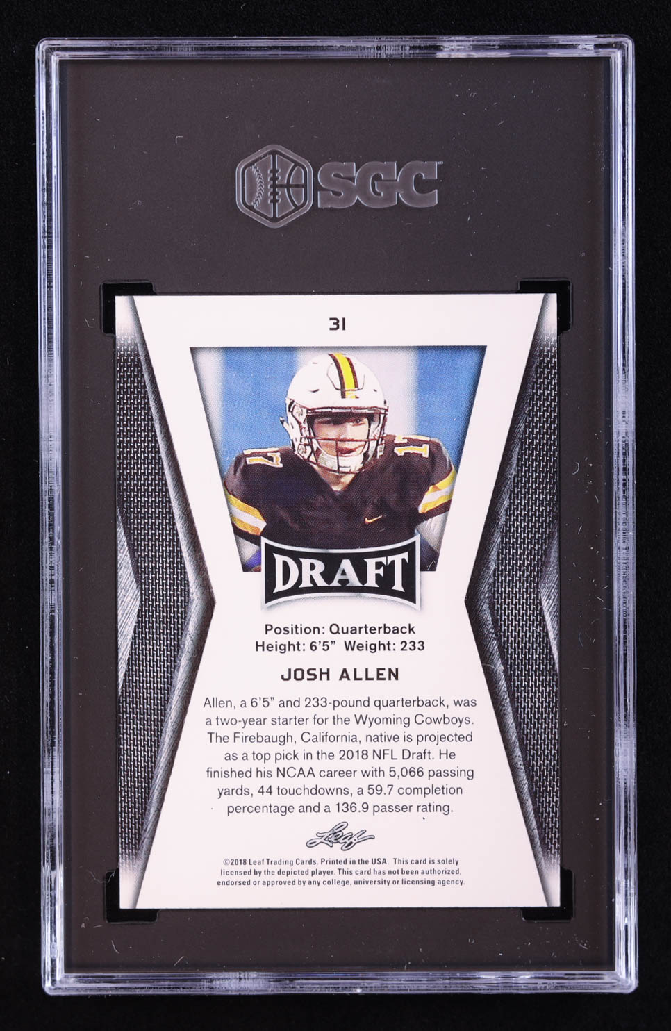 Josh Allen 2018 Leaf Draft #31 RC (SGC 10) | Pristine Auction
