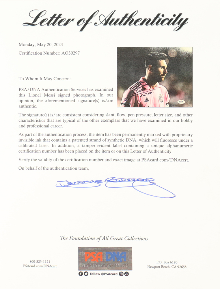 Lionel Messi Signed Inter Miami 8x10 Photo (PSA) | Pristine Auction
