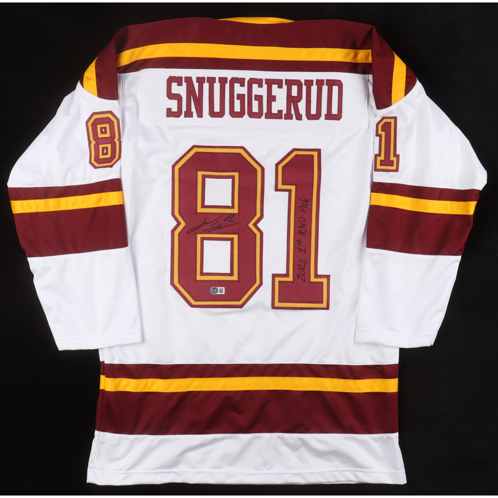 Jimmy Snuggerud Signed College Jersey Inscribed "2022 1st RND Pick ...