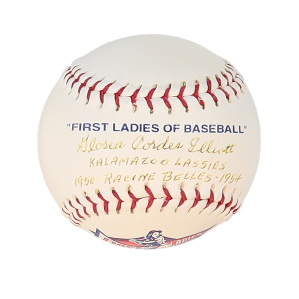 Gloria Cordes Signed "First Ladies of Baseball" Logo Baseball Inscribed ...