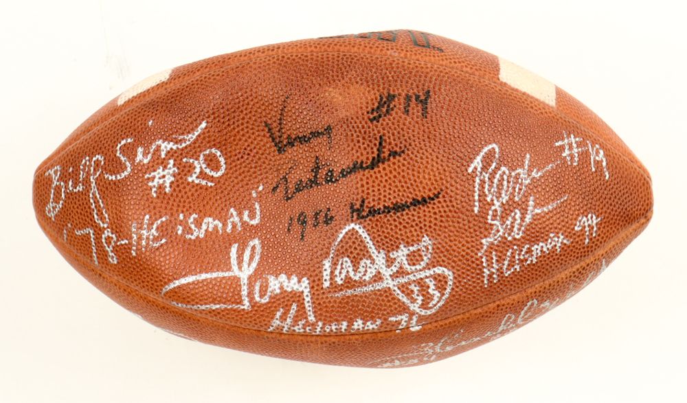 Heisman Trophy WInners Wilson Football Signed by (7) with Billy Simms ...