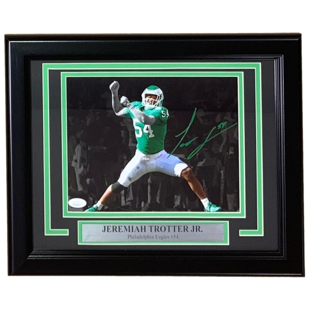 Jeremiah Trotter Jr. Signed Eagles Custom Framed Photo (JSA) | Pristine ...