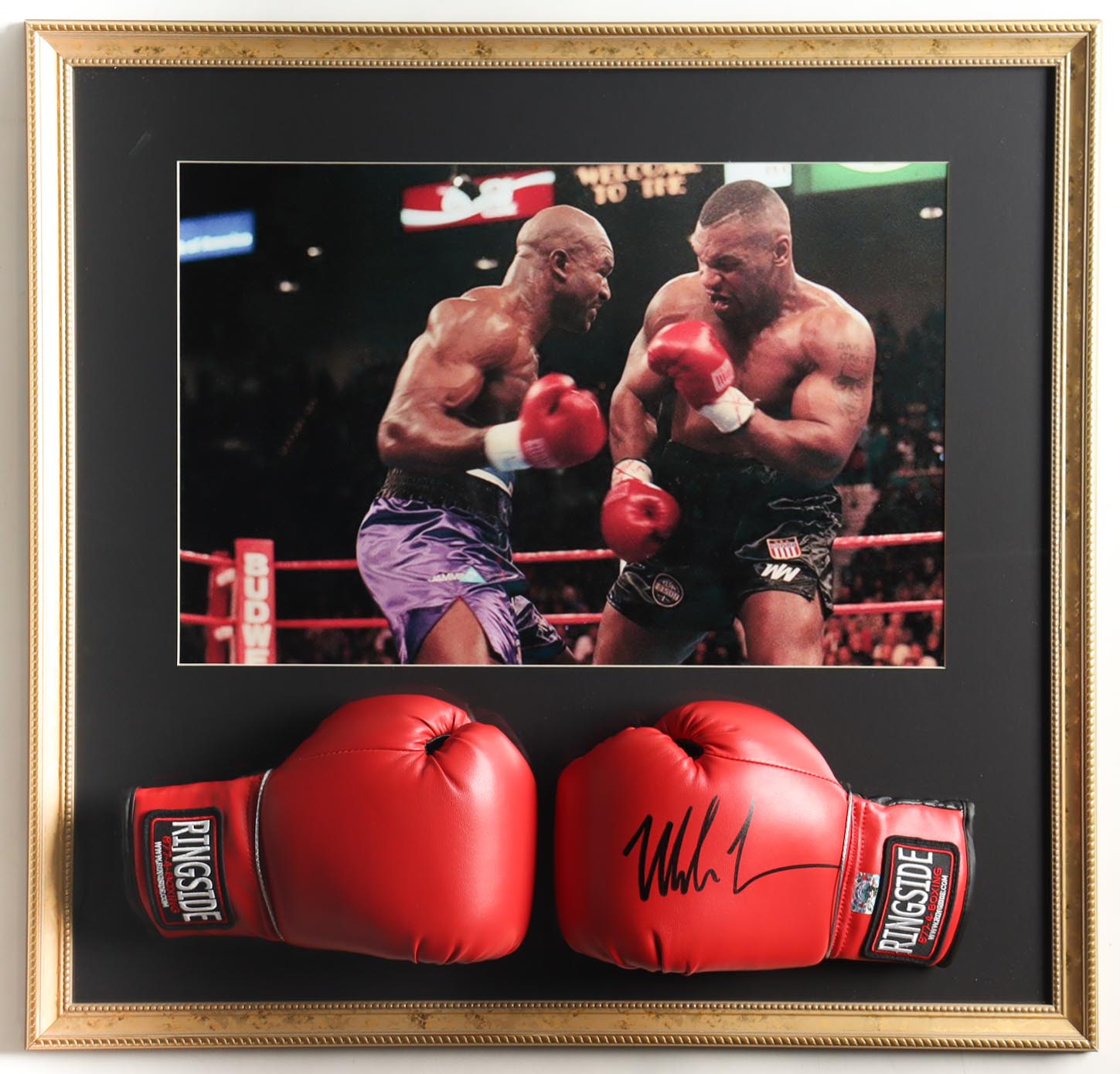 Mike Tyson Signed Custom Framed Pair Of Ringside Boxing Gloves Display ...