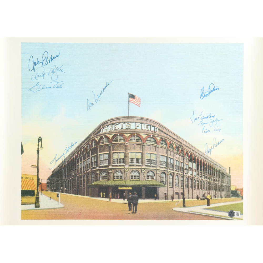 Dodgers Ebbets Field Lithograph Art Print Signed By (10) with (Beckett ...