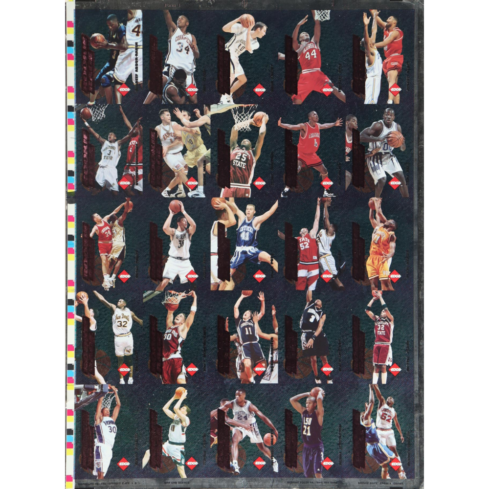 1996 Collector's Edge Rookie Rage Basketball Uncut Trading Card Sheet ...