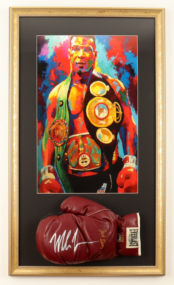 Mike Tyson Signed Custom Framed Everlast Jack Dempsey Model Boxing ...