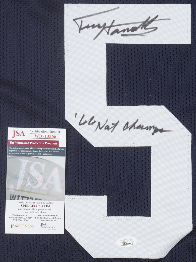 Terry Hanratty Signed Jersey Inscribed "'66 Nat Champs" (JSA ...