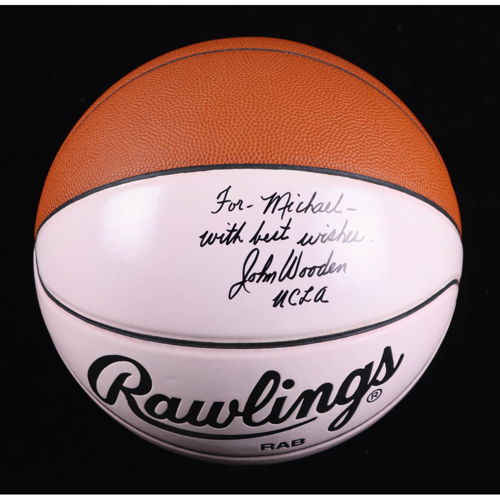 John Wooden Signed Rawlings Basketball Inscribed "With Best Wishes ...