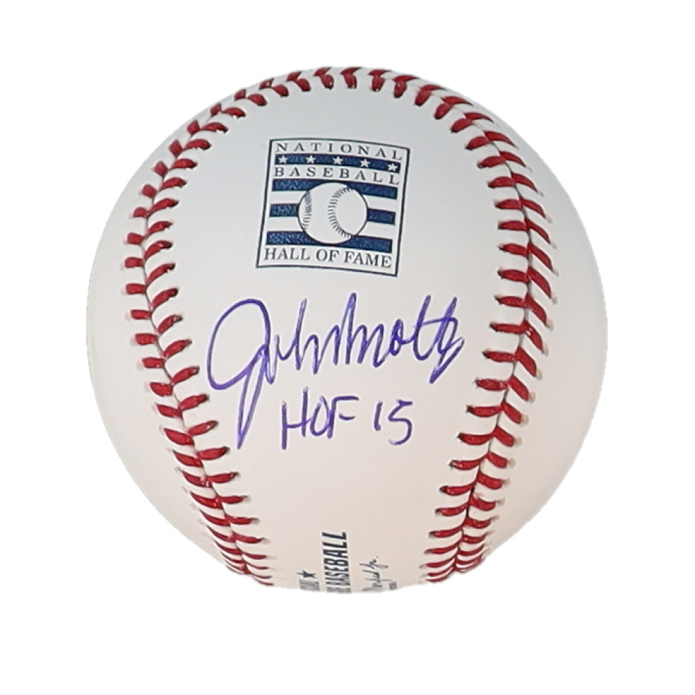 John Smoltz Signed Hall of Fame Logo OML Baseball Inscribed "HOF 15 ...