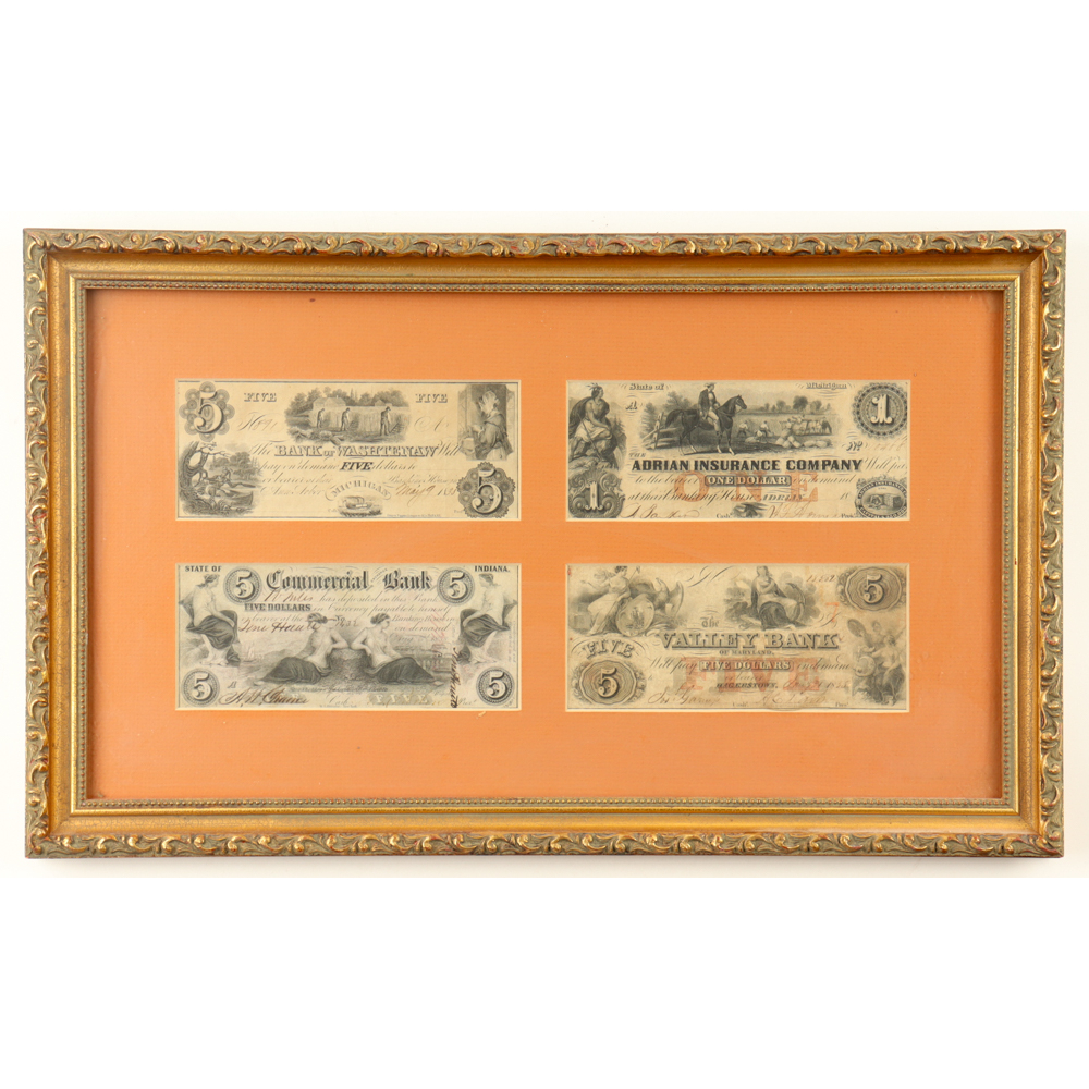 Custom Framed 1800's United States Currency Display with (4) Bank Notes ...
