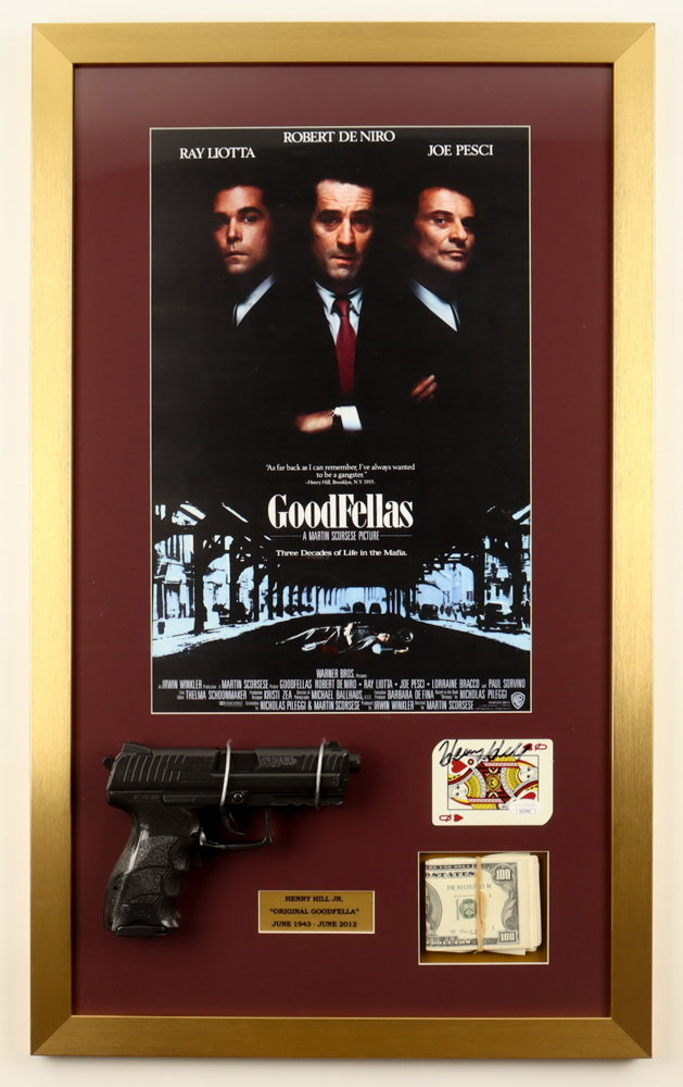 Henry Hill Signed "Goodfellas" Custom Framed Playing Card Display with Poster Print, Prop Money ...