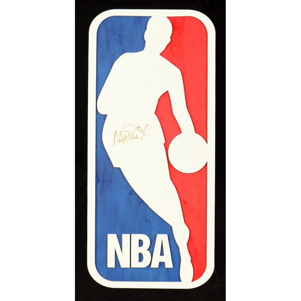 Magic Johnson Signed NBA Logo Wood Sign (Beckett) | Pristine Auction