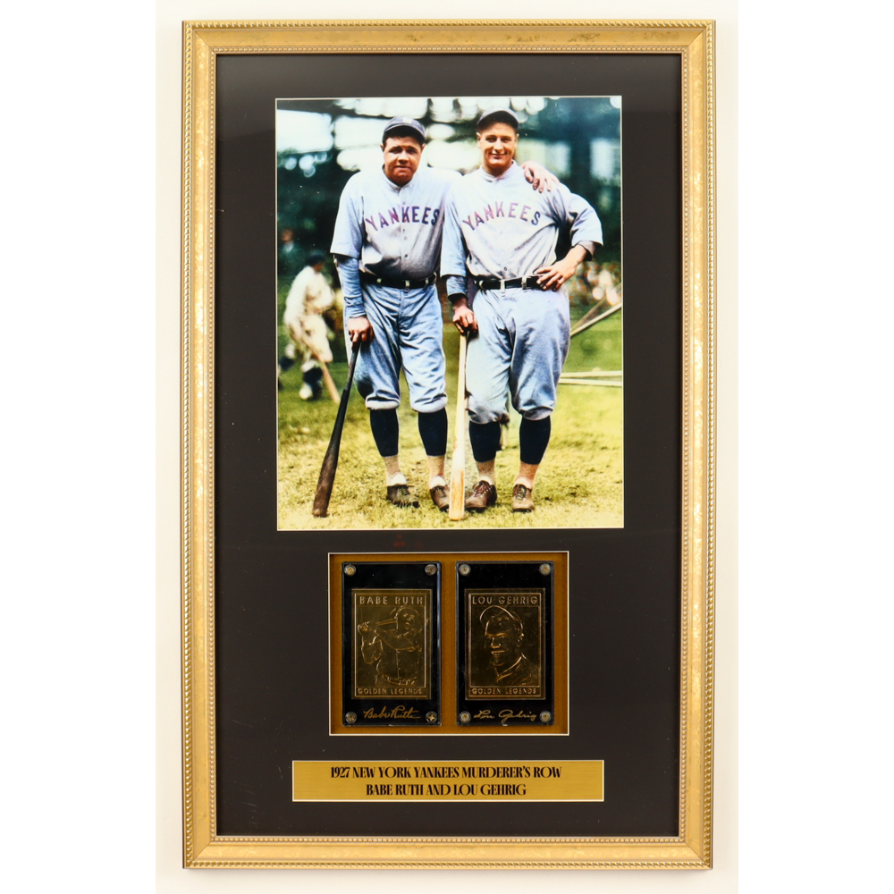 "1927 Yankees Murderer's Row" Custom Framed Photo with Set of (2) Babe ...