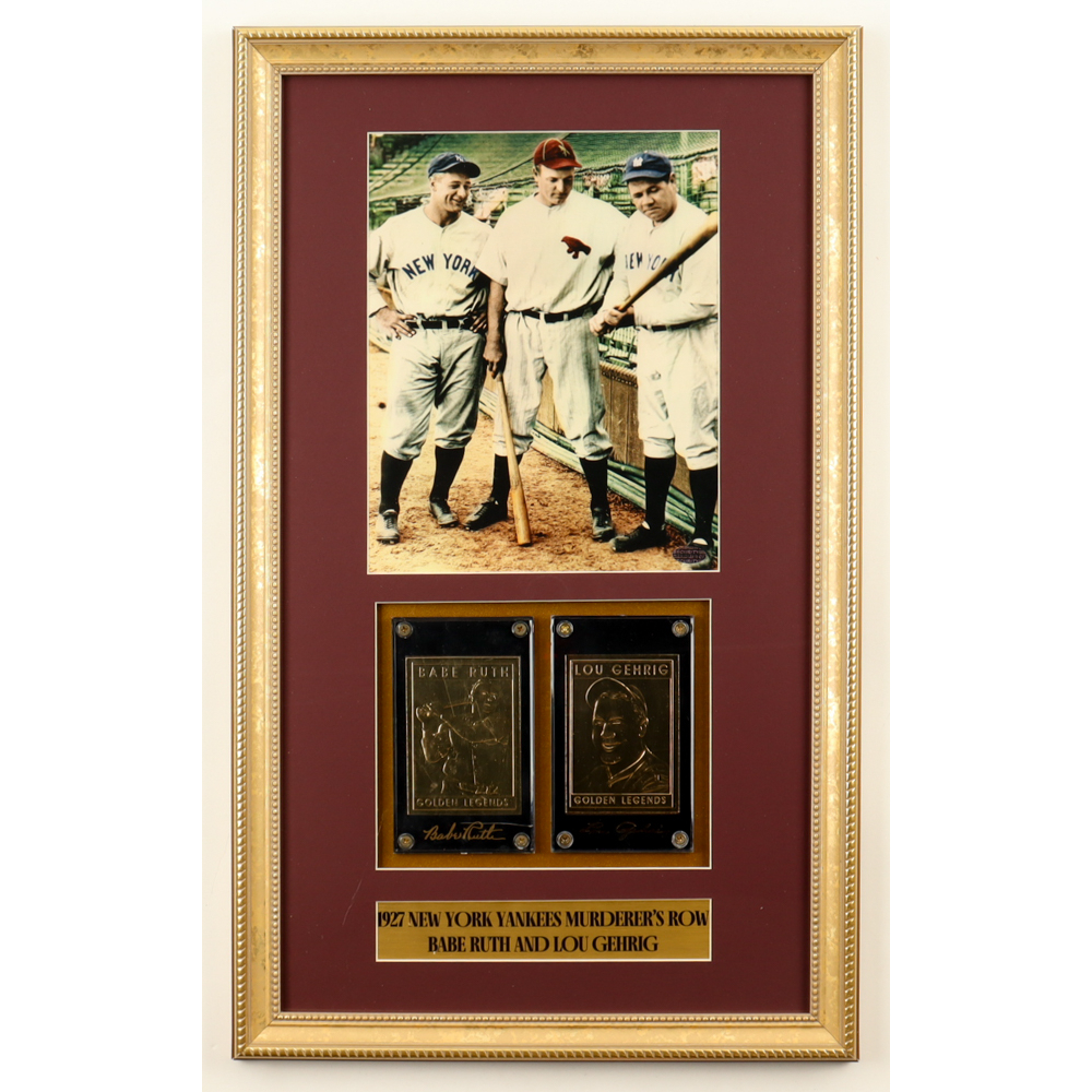 "1927 Yankees Murderer's Row" Custom Framed Photo with Set of (2) Babe ...