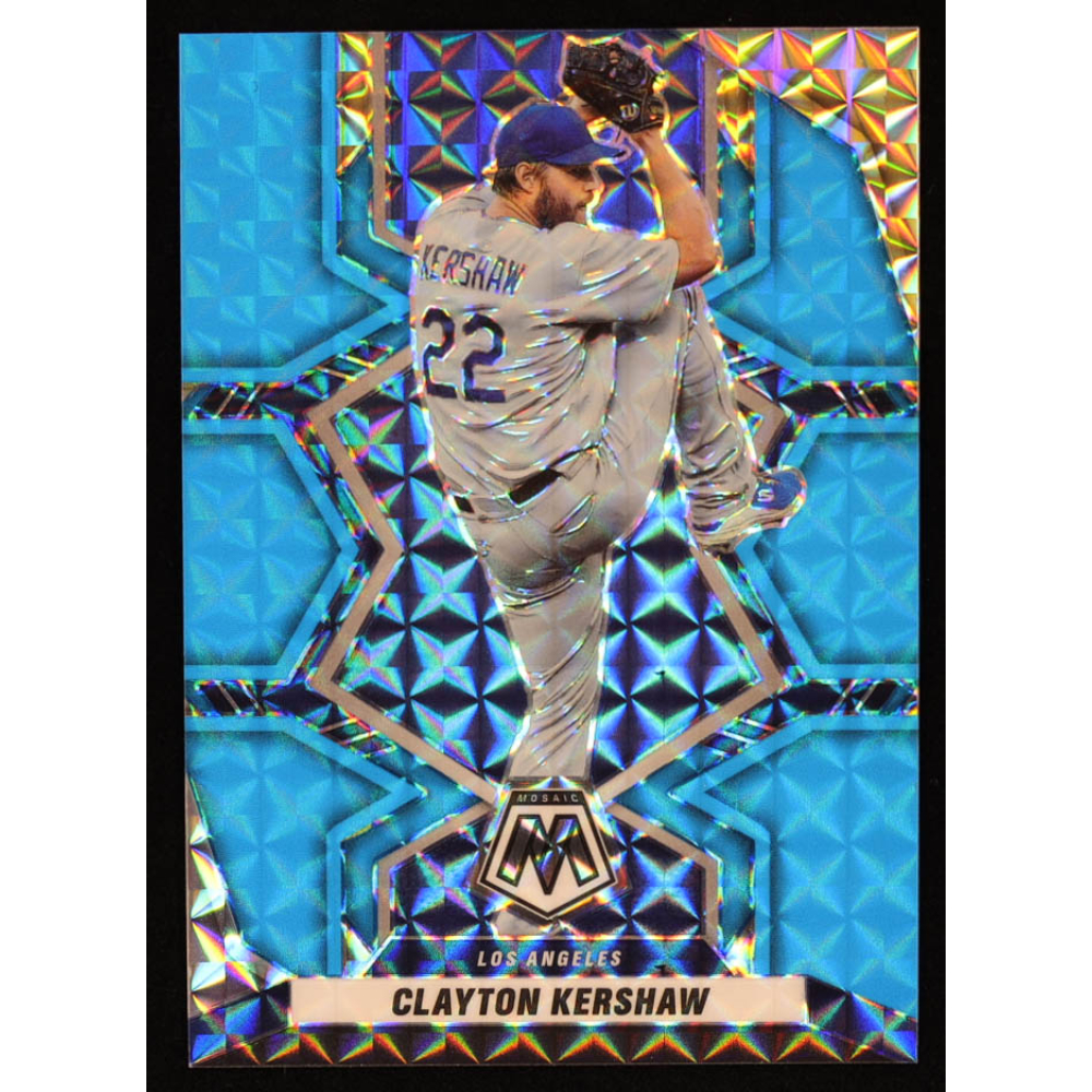 Clayton Kershaw 2022 Panini Mosaic Mosaic Blue Fluorescent #136 #15/15 | Pristine Auction
