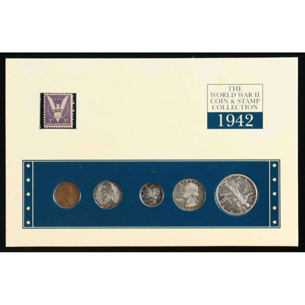 1942 World War II Coin & Stamp Collection - .03¢ "Win The War" Stamp ...