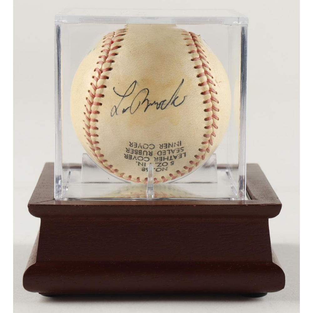 Lou Brock Signed Center League Baseball with Display Case (PSA ...
