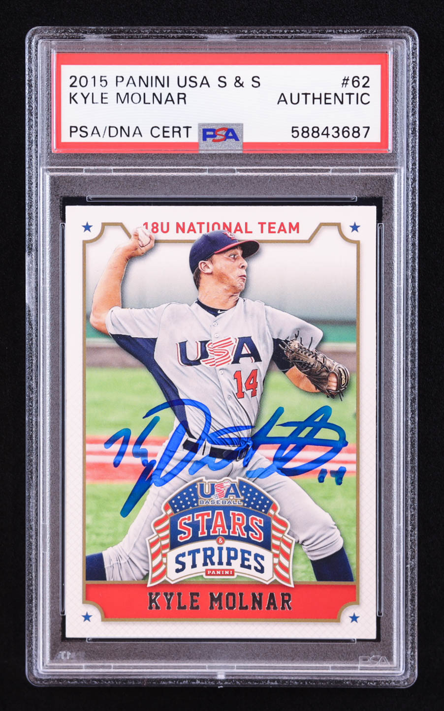 Kyle Molnar Signed 2015 USA Baseball Stars and Stripes #15 RC (PSA ...