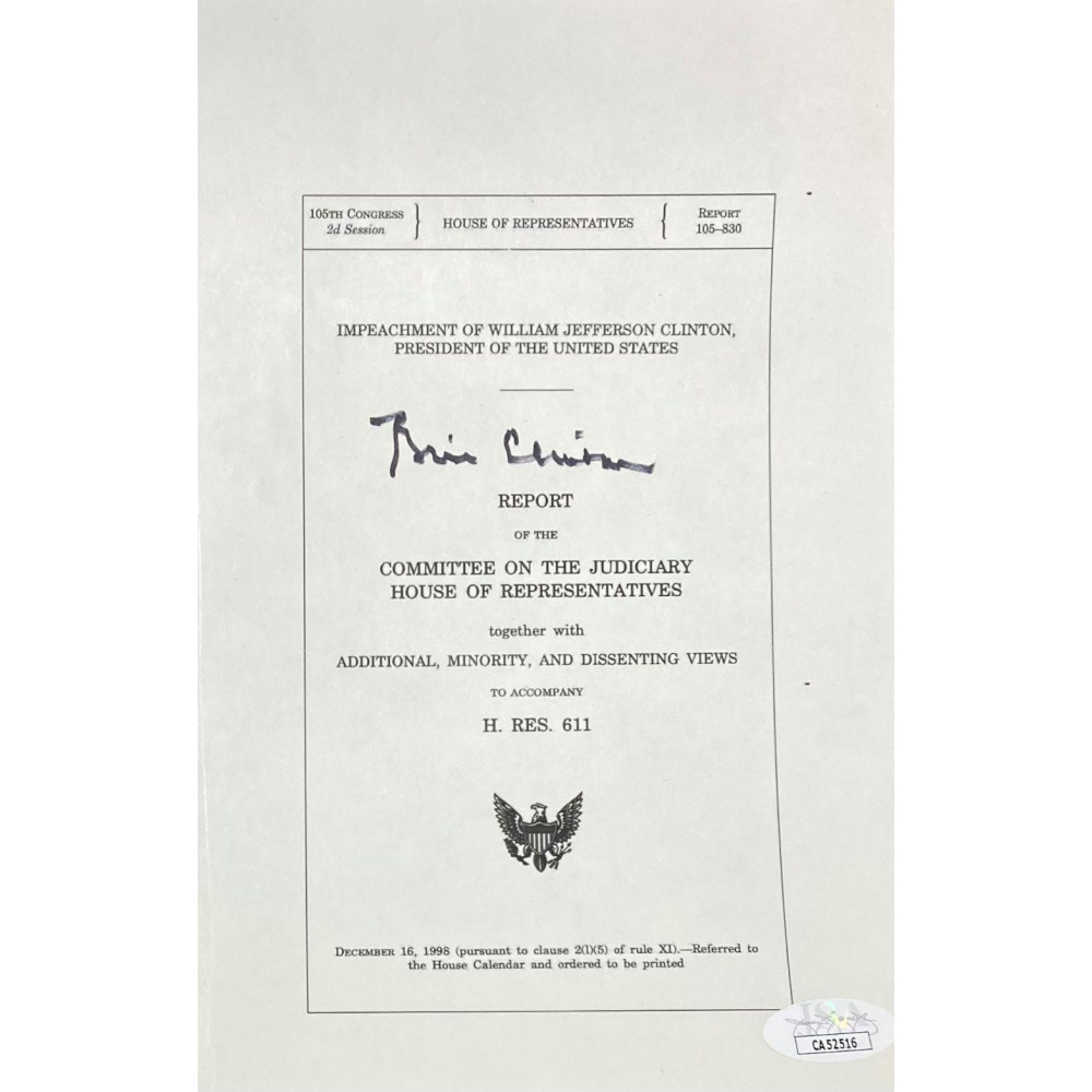 Bill Clinton Signed Impeachment Letter (JSA) | Pristine Auction