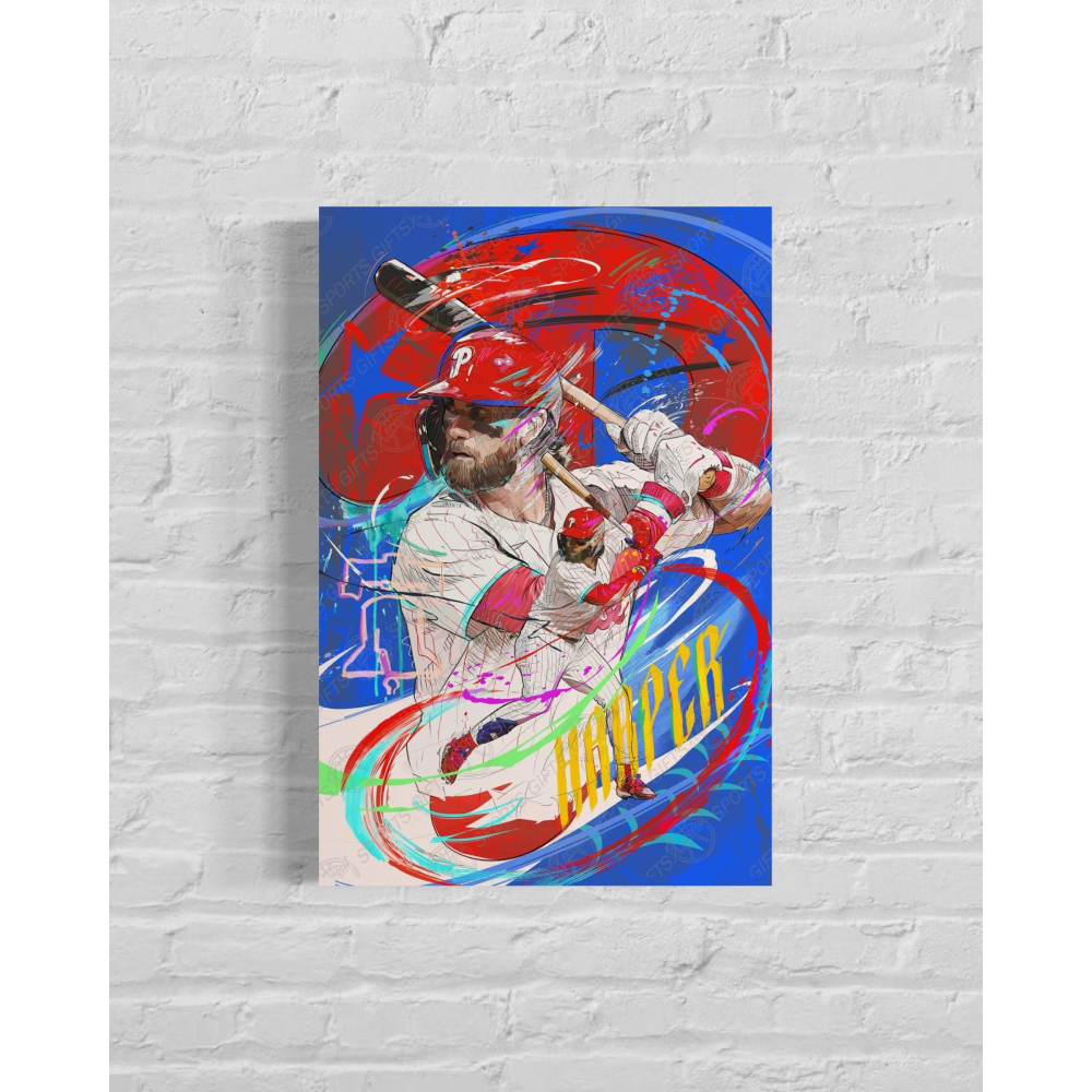 Bryce Harper Phillies Custom Framed Canvas | Pristine Auction