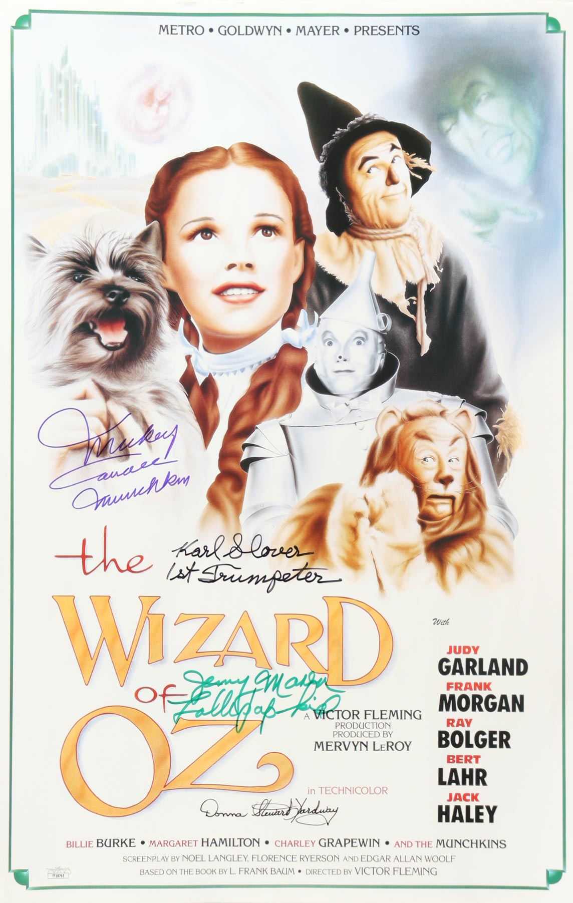 "The Wizard of Oz" 16x24 Poster Cast-Signed by (4) with Mickey Carroll ...