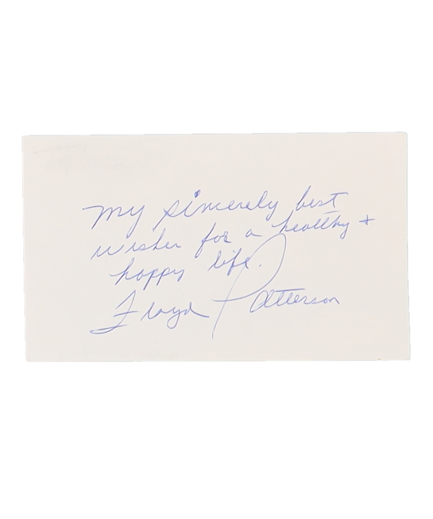 Floyd Patterson Signed Index Card Inscribed "My Sincerely Best Wishes ...