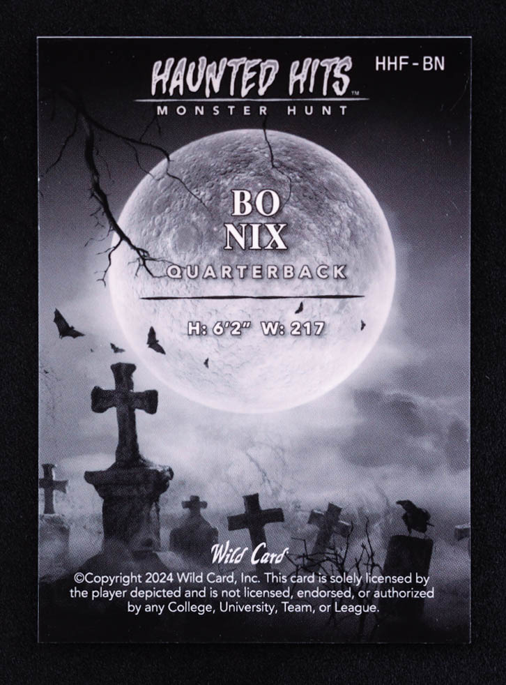 Bo Nix 2024 Wild Card Haunted Hits Monster Hunt Holo Frankenstein # ...