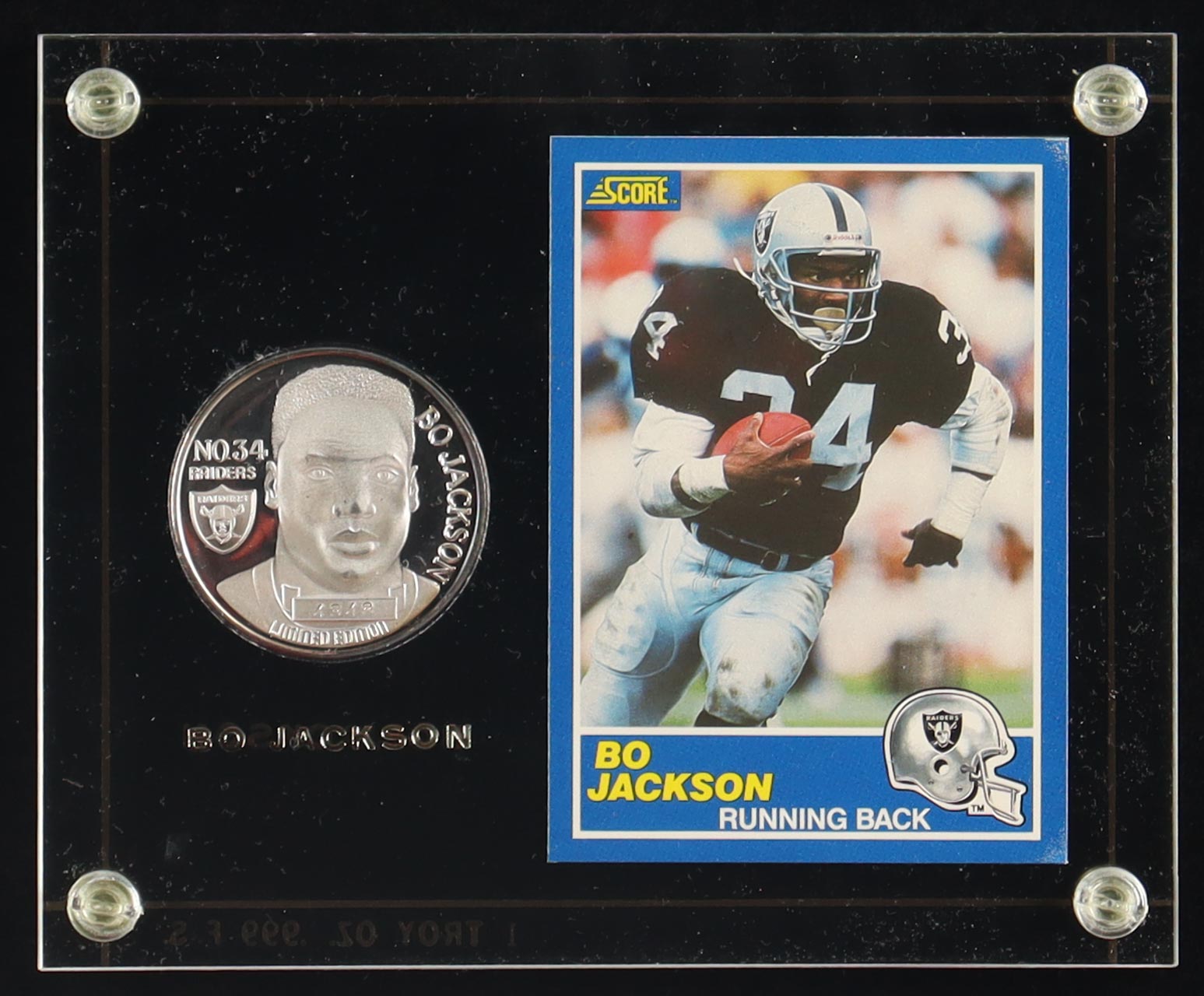 LE Bo Jackson Raiders / Royals Fine Silver Coin With 1990 Upper Deck ...