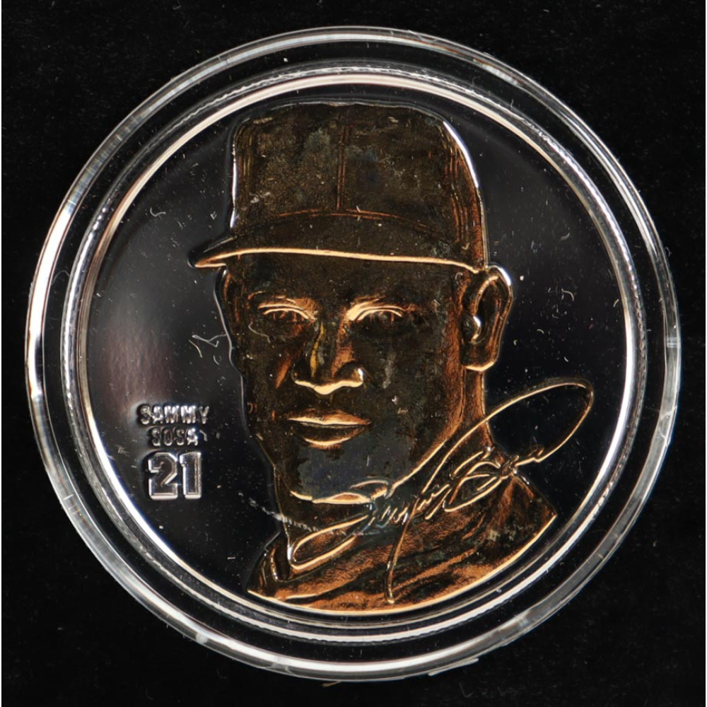 Sammy Sosa LE The Highland Mint Fine Silver With Gold Highlights Coin ...