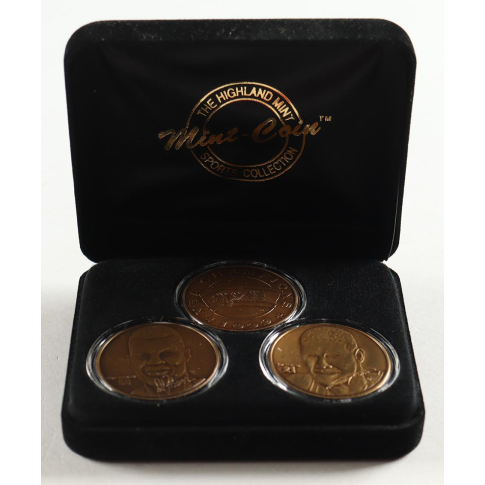 Set of (3) LE 1999 Spurs NBA Finals Champs Highland Mint Bronze Coins ...