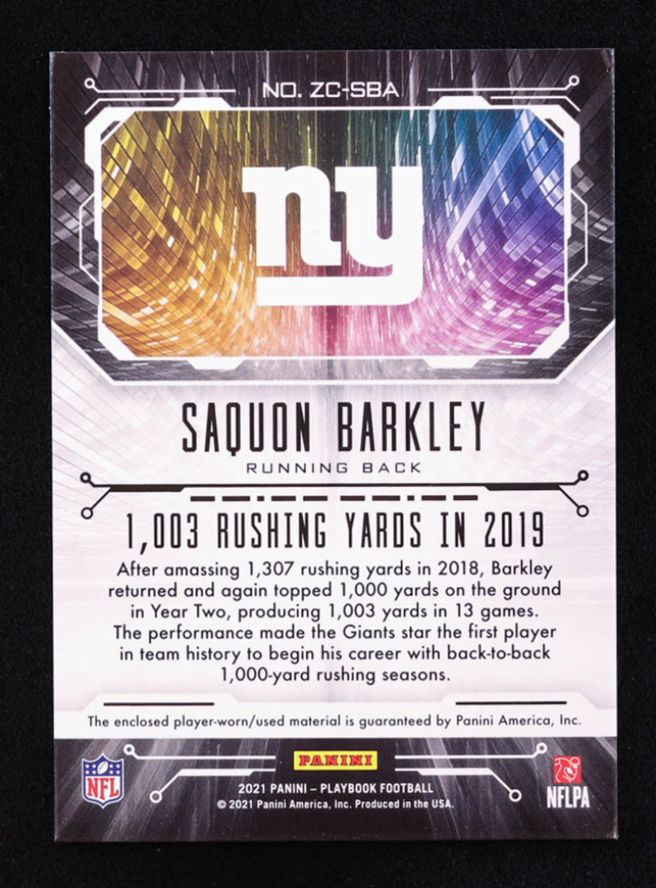 Saquon Barkley 2021 Panini Playbook Zoning Commission Materials #18 ...