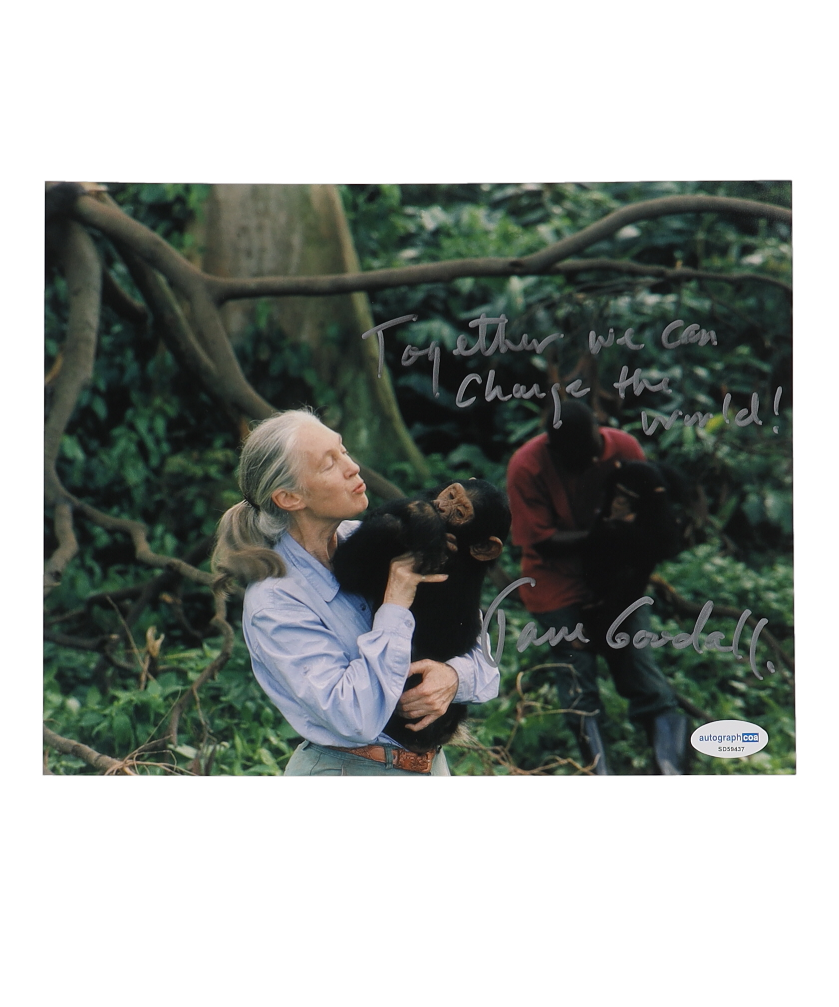 Jane Goodall Signed 8x10 Photo Inscribed "Together We Can Change The ...