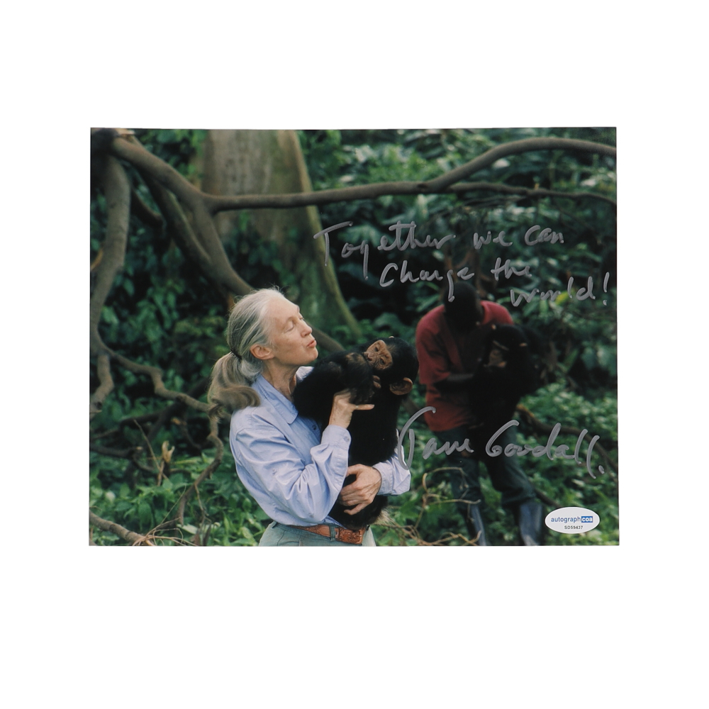 Jane Goodall Signed 8x10 Photo Inscribed "Together We Can Change The ...