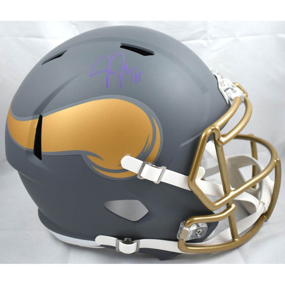 Justin Jefferson Signed Vikings Full-Size Slate Alternate Speed Helmet ...