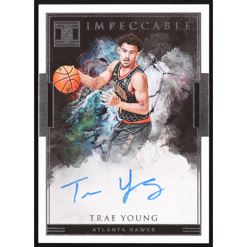 Trae Young 2018-19 Panini Impeccable Basketball Silver Rookie On Card ...
