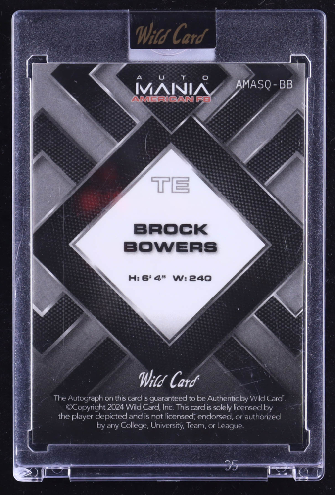 Brock Bowers 2024 Wild Card Auto Mania Square Autographs American Bald ...