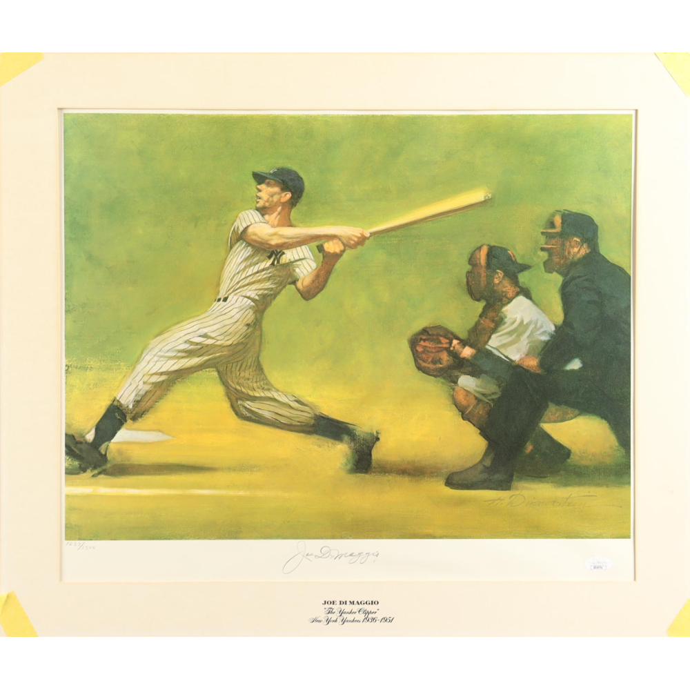Joe DiMaggio Signed LE Yankees Custom Matted Lithograph Art Print ...